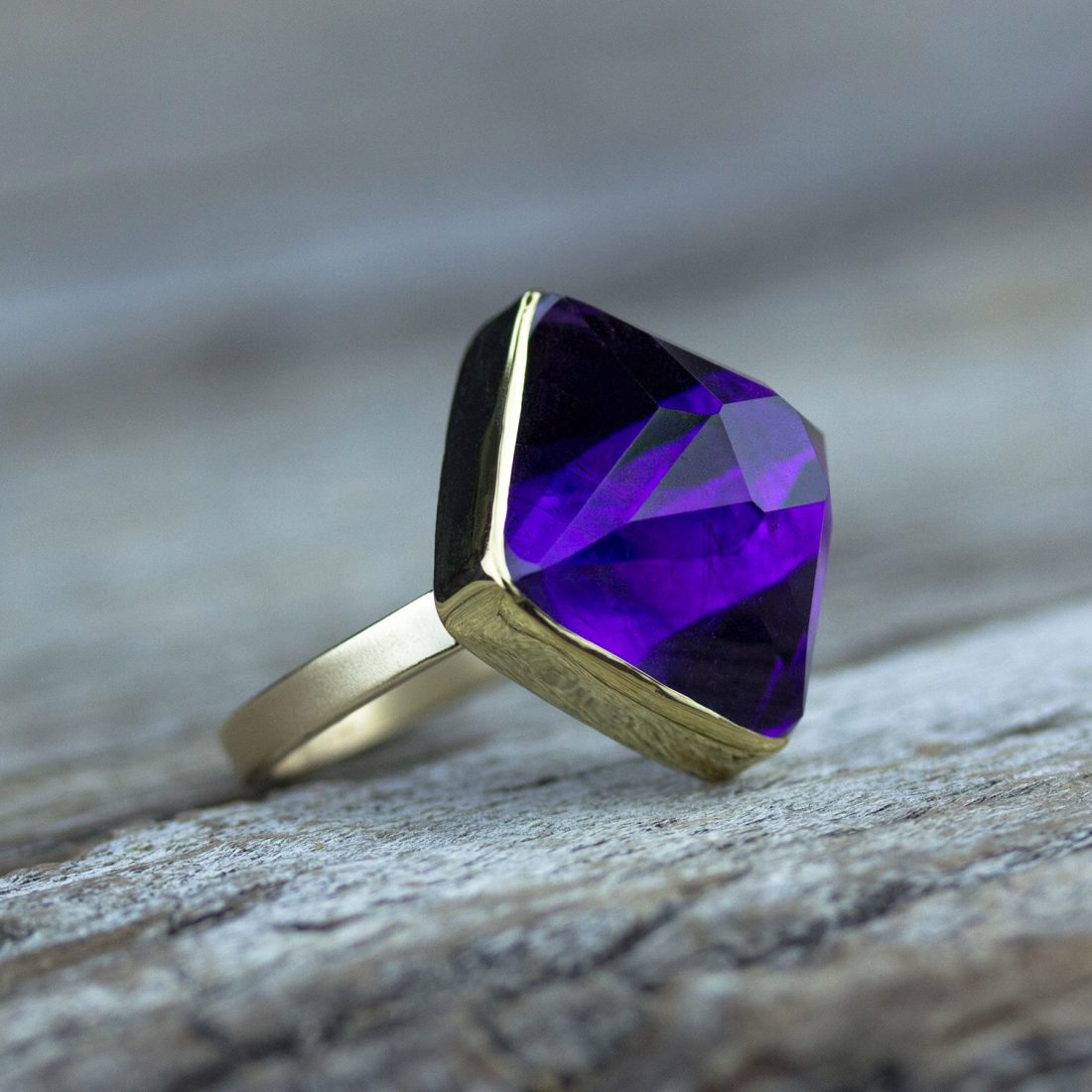 byJodi Jewelry | Moroccan Amethyst Pyramid Ring in 18K Gold